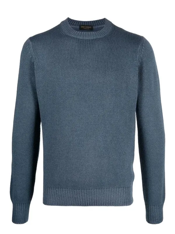 DELL'OGLIO Crew-neck Ribbed Jumper - Blue