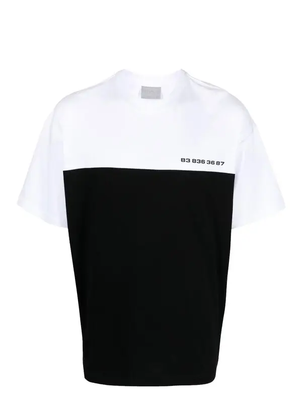 VTMNTS Number-print Two-tone T-shirt - Black