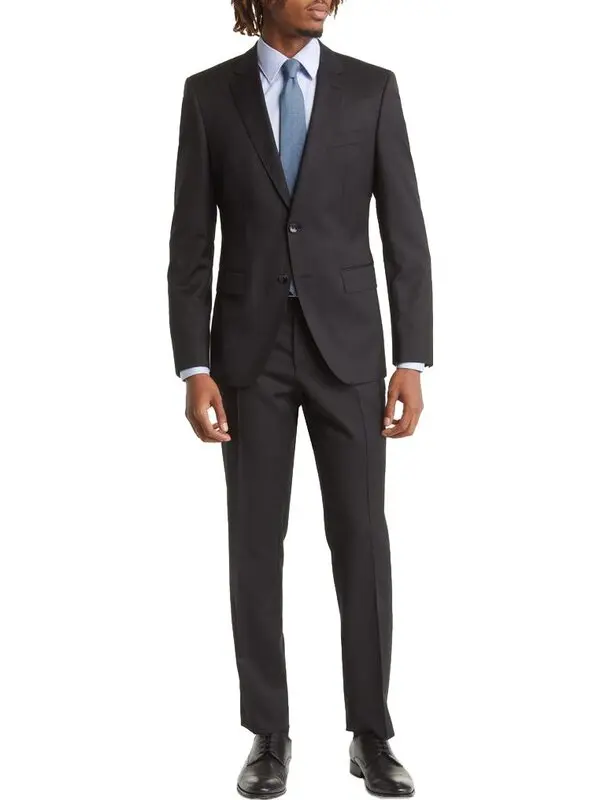 BOSS Huge Solid Wool Suit - Black