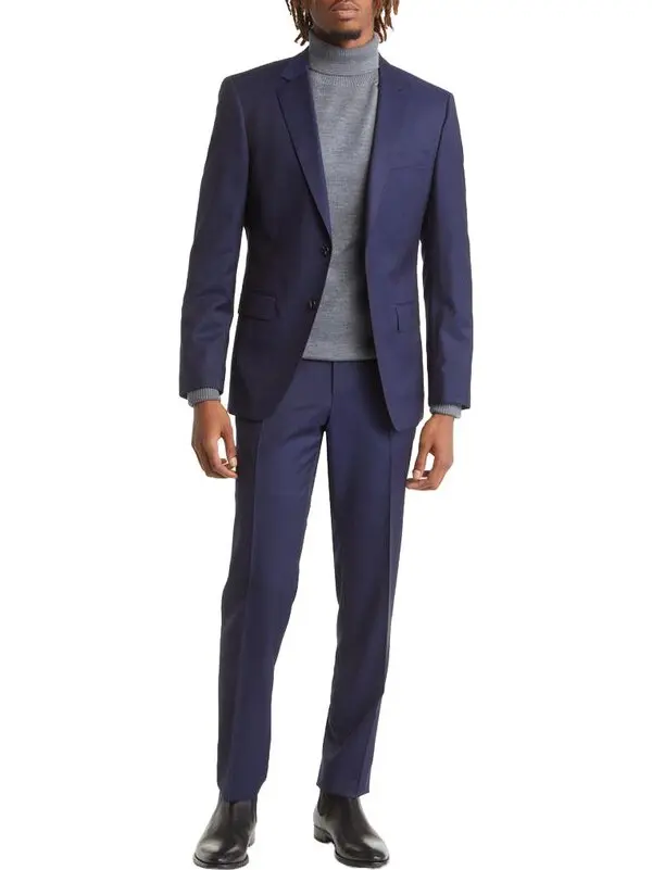 BOSS Huge Solid Wool Suit - Dk Bu