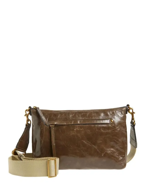 Isabel Marant Nessah Wardy Leather Crossbody Bag - Moss Green
