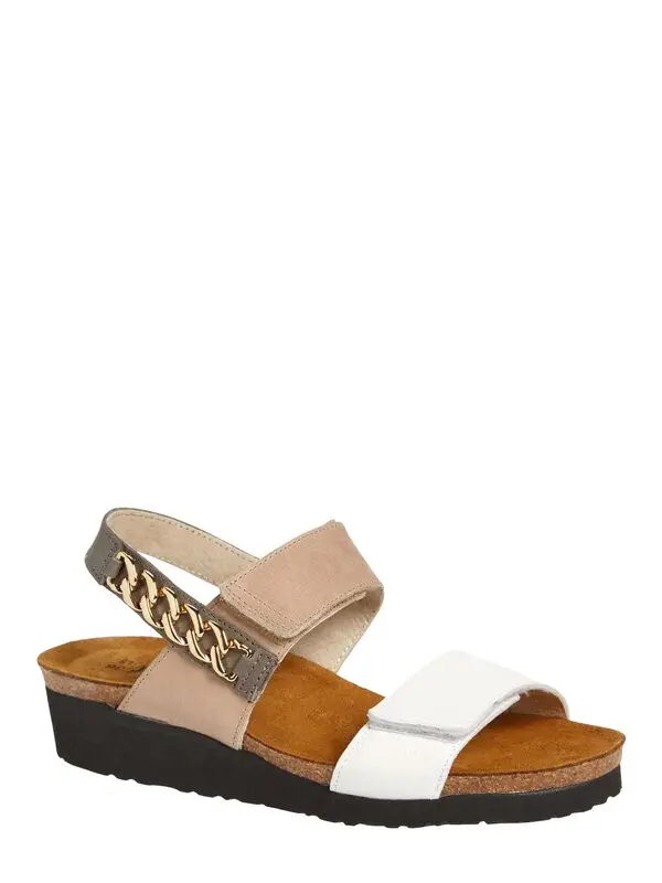 Naot Eliana Slingback Sandal - White/khaki/grey Leather