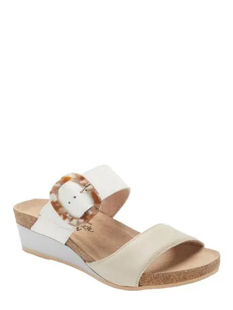 Naot Kingdom Wedge Slide Sandal - Soft Ivory/soft White Leather