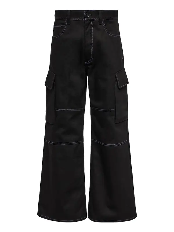 Marni Wide-leg Cotton Gabardine Cargo Pants - Black