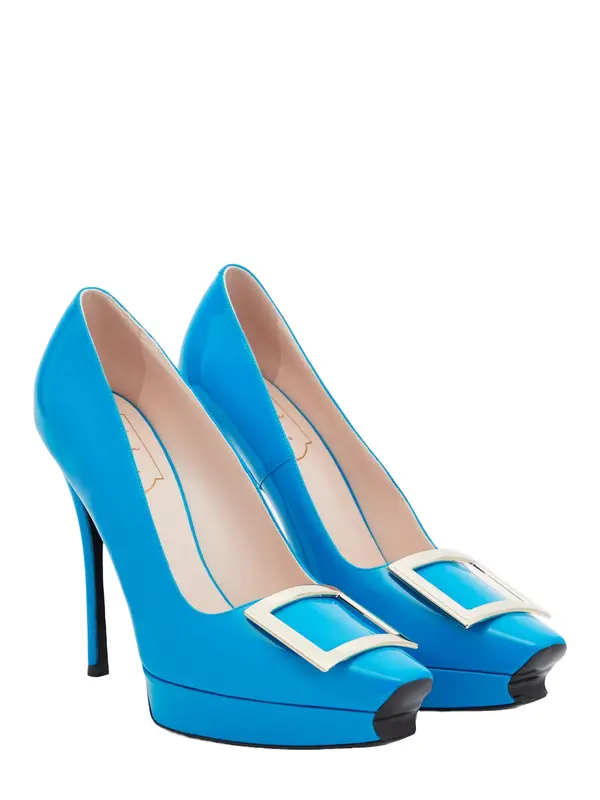 ROGER VIVIER Trompette Leather Pumps - Blue