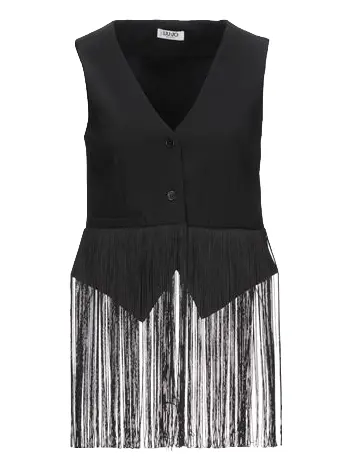 LIU •JO Tailored Vest With Fringe - Black