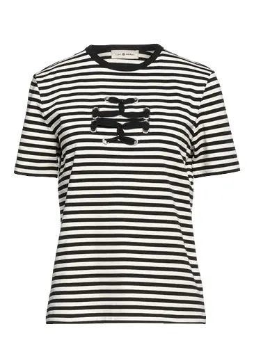 Tory Burch Embellished Striped Jersey T-shirt - Black