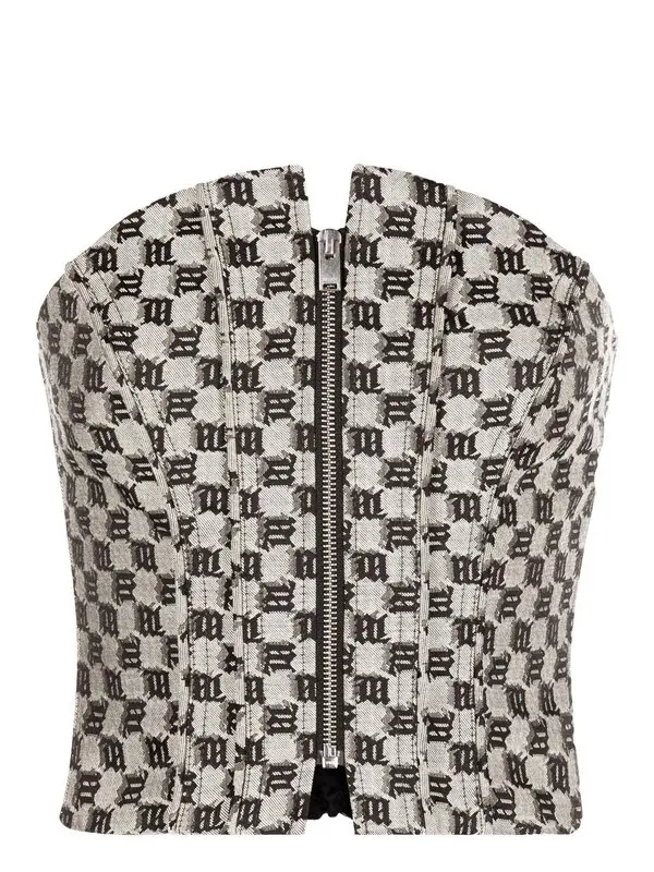MISBHV Monogram Jacquard Corset Top - Neutrals