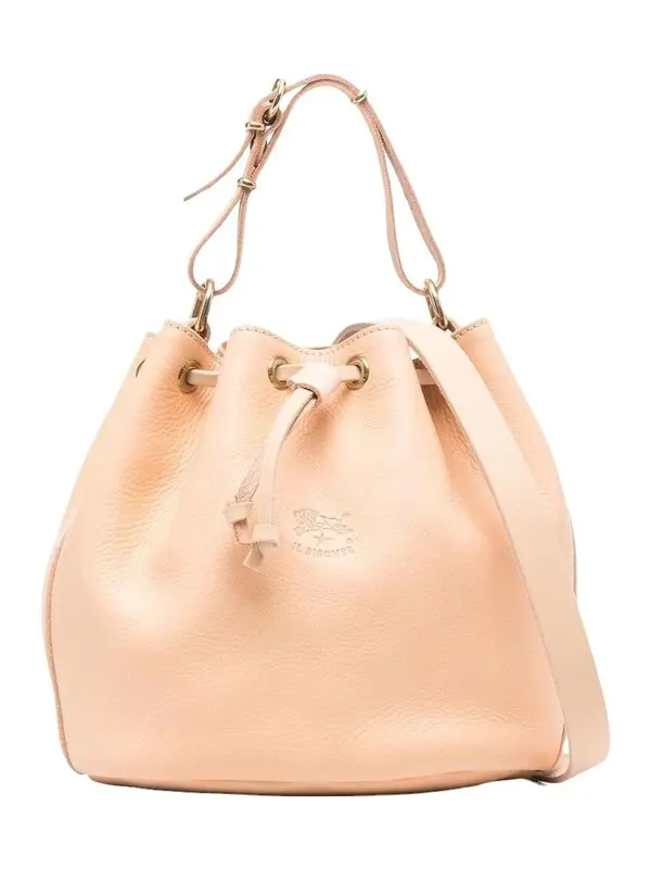 Il Bisonte Logo-detail Leather Bucket Bag - Neutrals