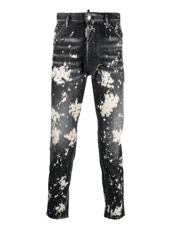 Dsquared2 Paint Splatter Print Skinny Jeans - Black
