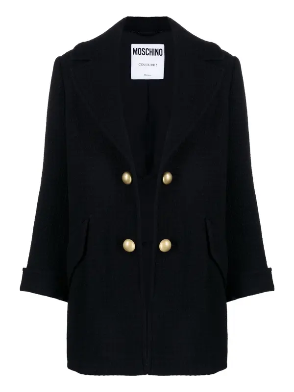 Moschino Open-front Virgin Wool Coat - Black