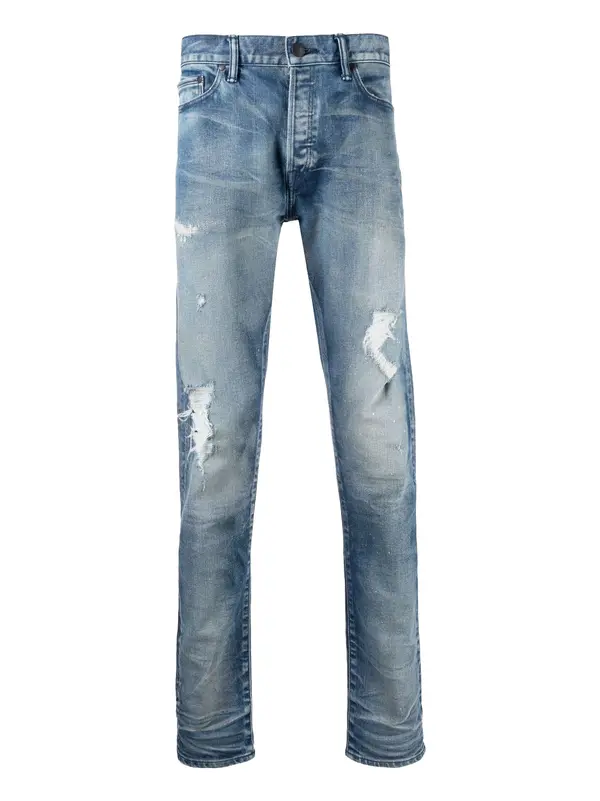 John Elliott Mid-rise Distressed Jeans - Blue