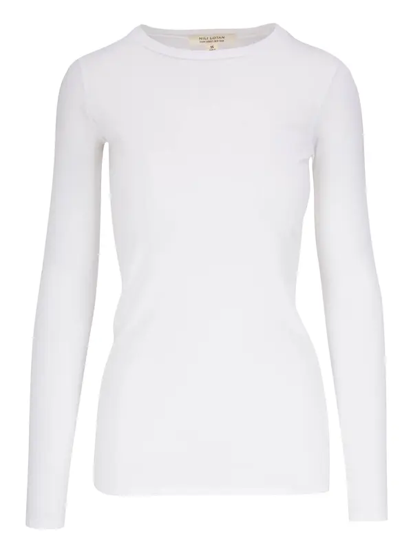 NILI LOTAN Long-sleeve Supima Cotton T-shirt - White