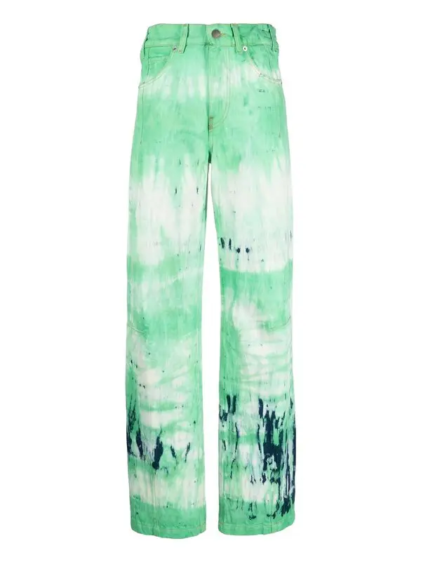 DARKPARK Tie-dye Wide-leg Jeans - Green