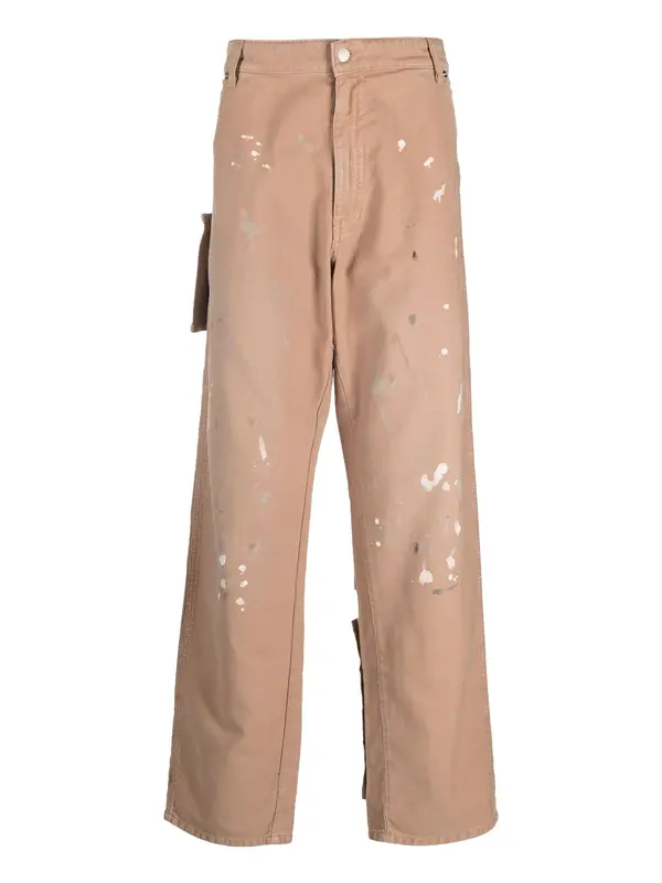 DARKPARK Paint-splatter Patch Pocket Jeans - Neutrals