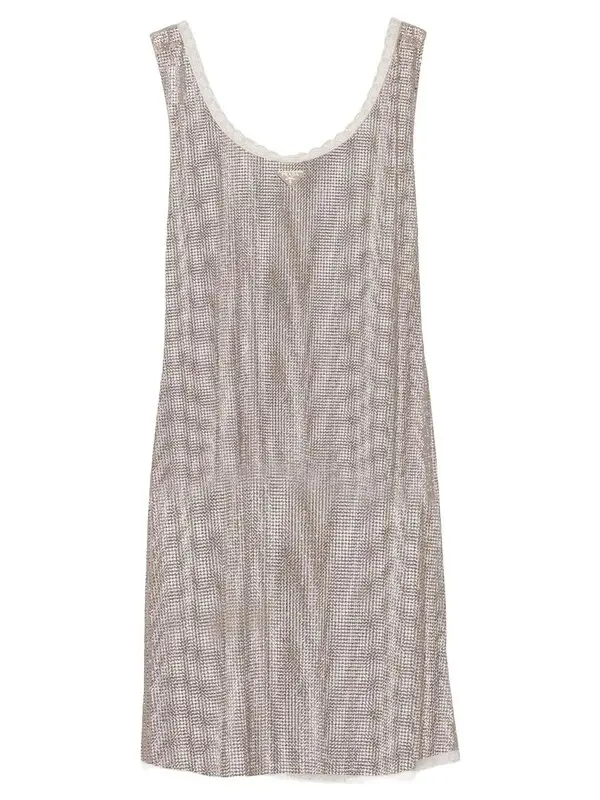 Prada Rhinestone-embellished Mesh Minidress - Neutrals