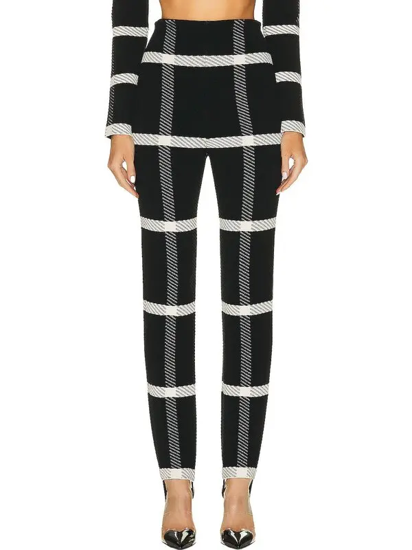 Alaïa Tartan Leggin In Black - Noir & Blanc