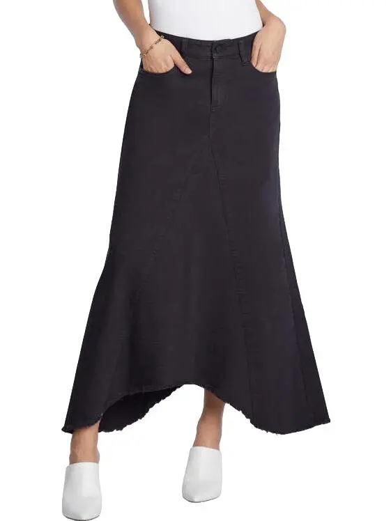 WASH LAB DENIM Selma Pieced Asymmetric Maxi Skirt - True Black