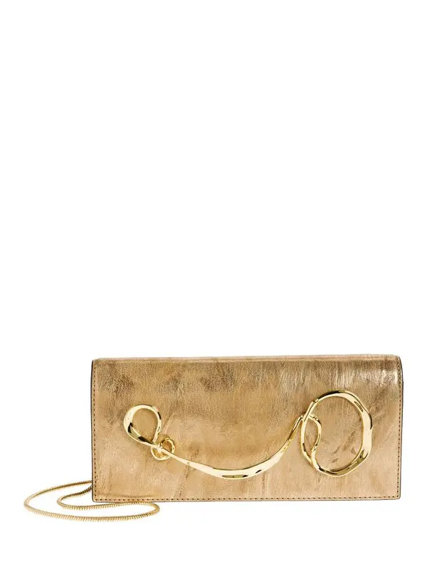 Alexis Bittar Twisted Side Handle Leather Clutch - Antique Gold