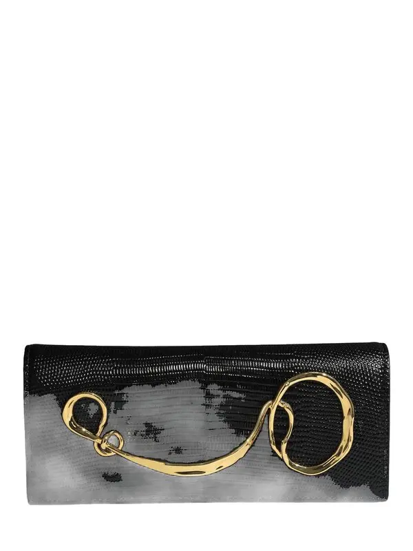 Alexis Bittar Twisted Side Handle Leather Clutch - Black