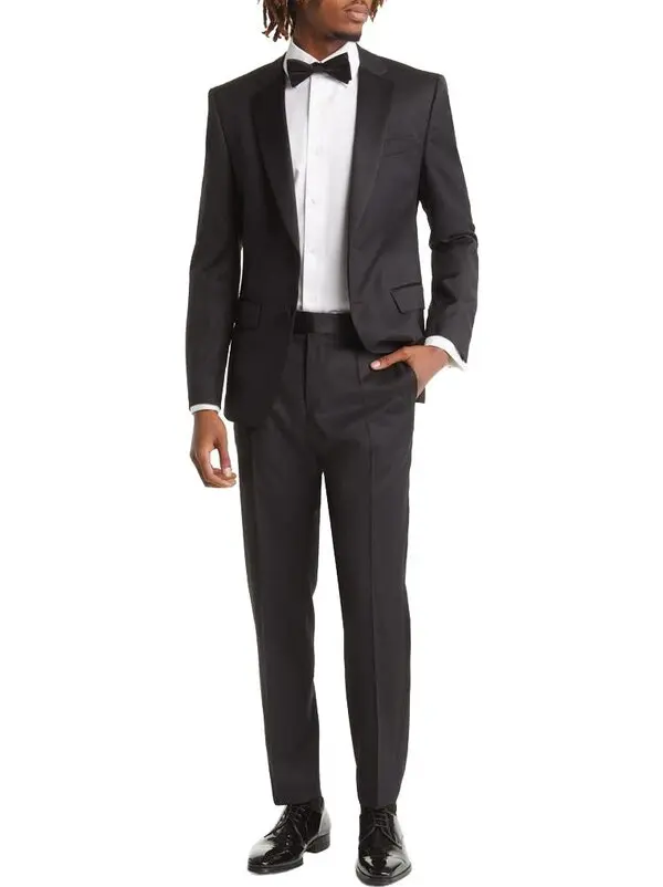 BOSS Huge Slim Fit Wool Tuxedo - Black