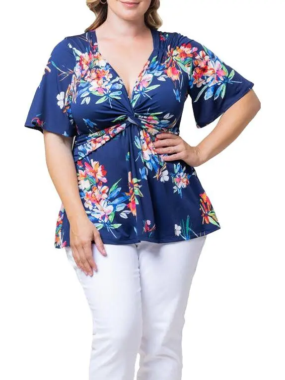 KIYONNA Abby Twist Front Top - Belize Blooms