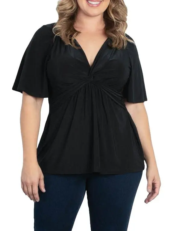 KIYONNA Abby Twist Front Top - Black Noir