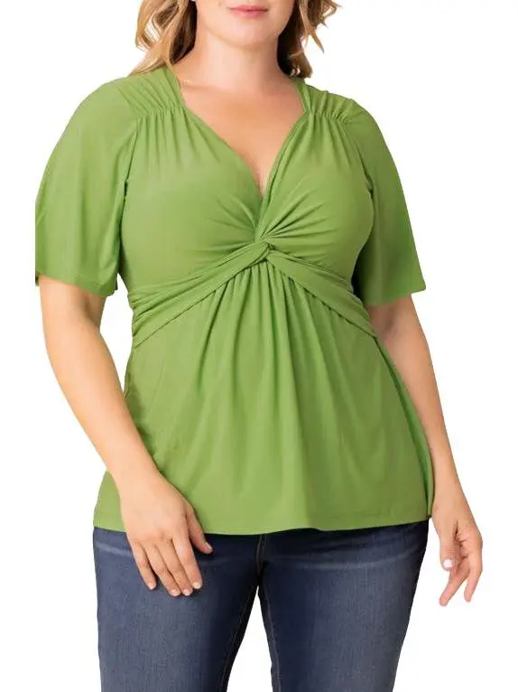 KIYONNA Abby Twist Front Top - Green Apple
