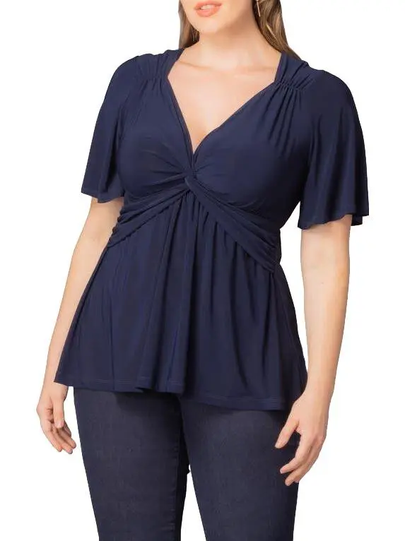 KIYONNA Abby Twist Front Top - Nouveau Navy