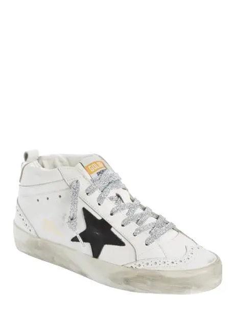 GOLDEN GOOSE Mid Star Sneaker - White/black/silver