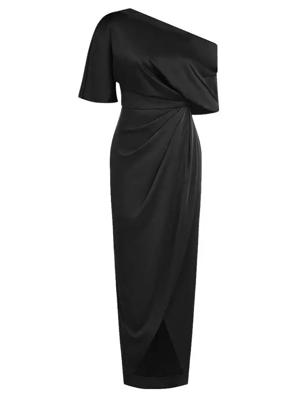 Theia Rayna One-shoulder Gown - Black
