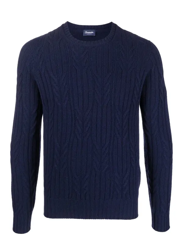 DRUMOHR Cable-knit Cashmere Jumper - Blue