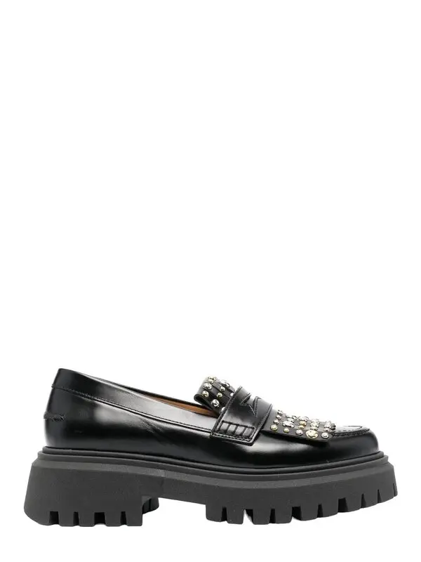Maje Studded Platform Loafers - Black