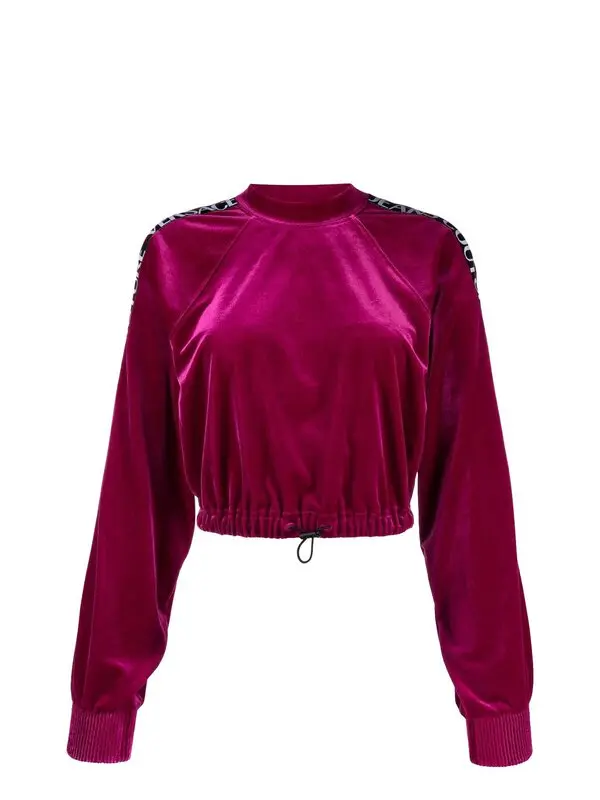 Versace Logo-trim Velour Sweatshirt - Pink