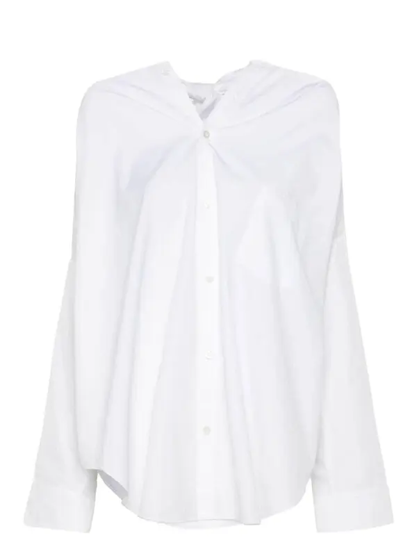 Balenciaga Pussy-bow Cotton Shirt - White