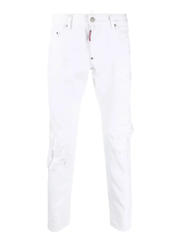 Dsquared2 Ripped Tapered Jeans - White