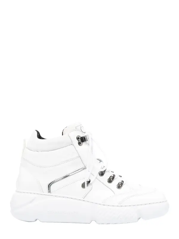Casadei Lace-up Leather Ankle Boots - White