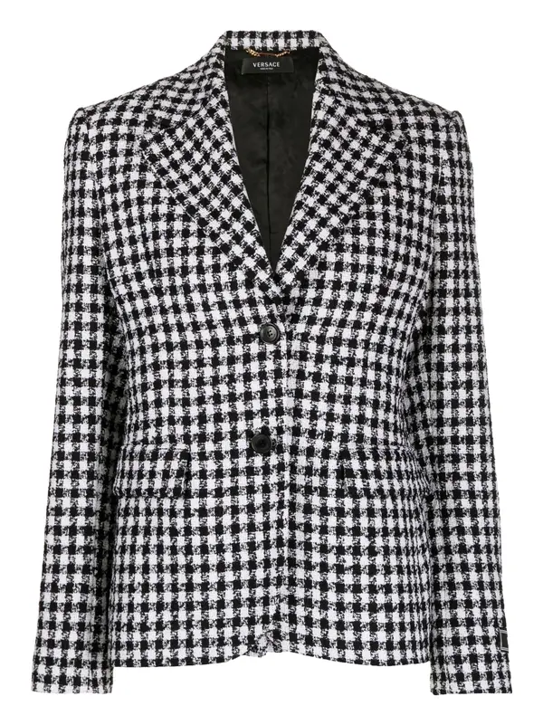 Versace Dogtooth Tweed Blazer - Black