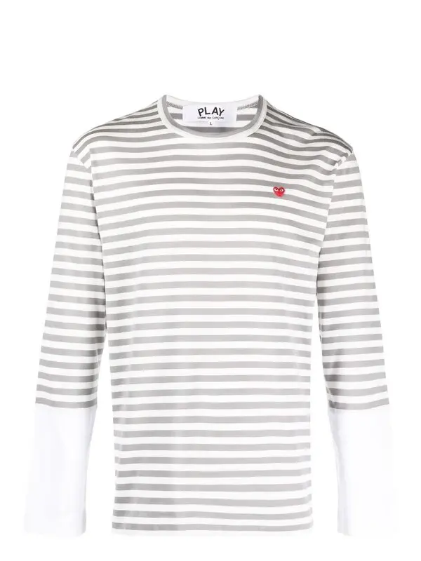Play Comme Des Garcon Striped Long-sleeved T-shirt - Grey