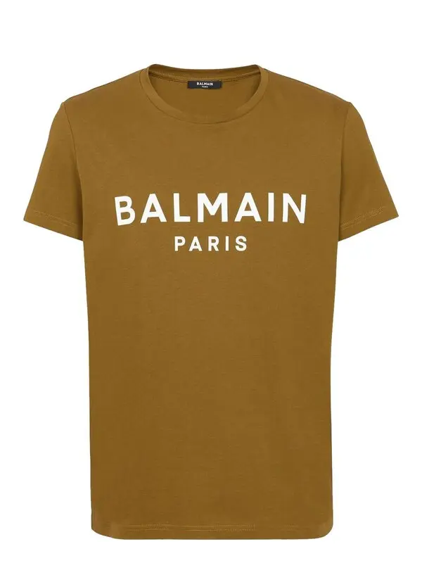 Balmain Logo-print Organic-cotton T-shirt - Brown