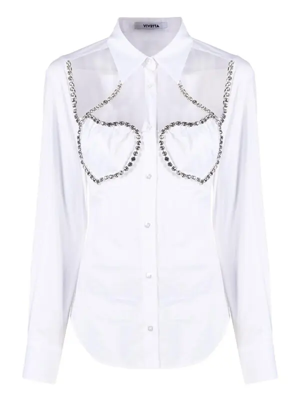 Vivetta Crystal-embellished Panelled Shirt - White