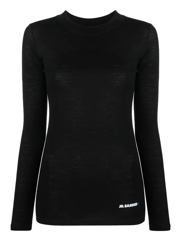 JIL SANDER Logo-print Long-sleeve T-shirt - Black