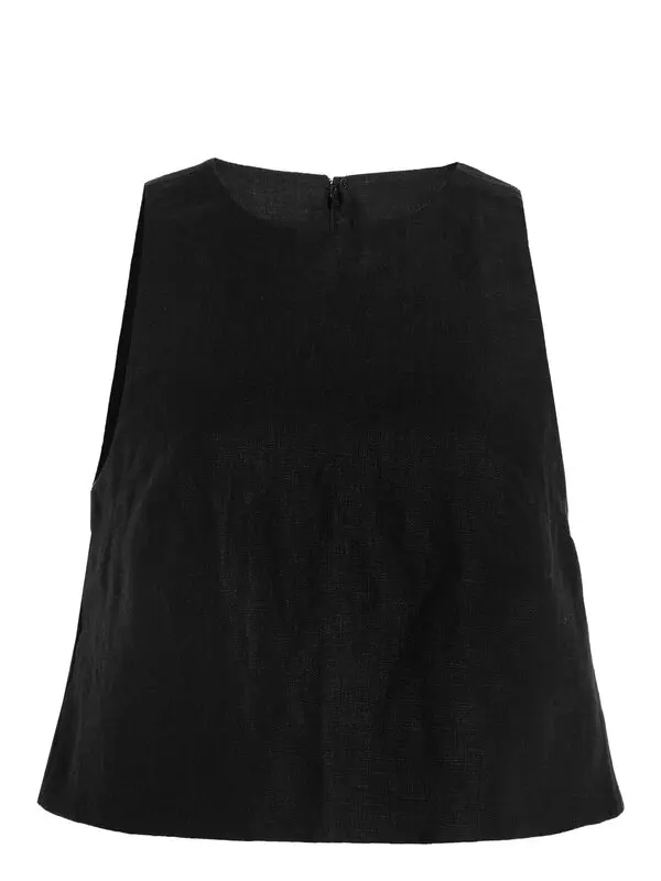 Posse Poppy Linen Cropped Top - Black