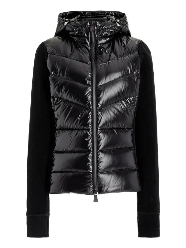 Moncler Down And Fleece Zip-front Hoodie - Black