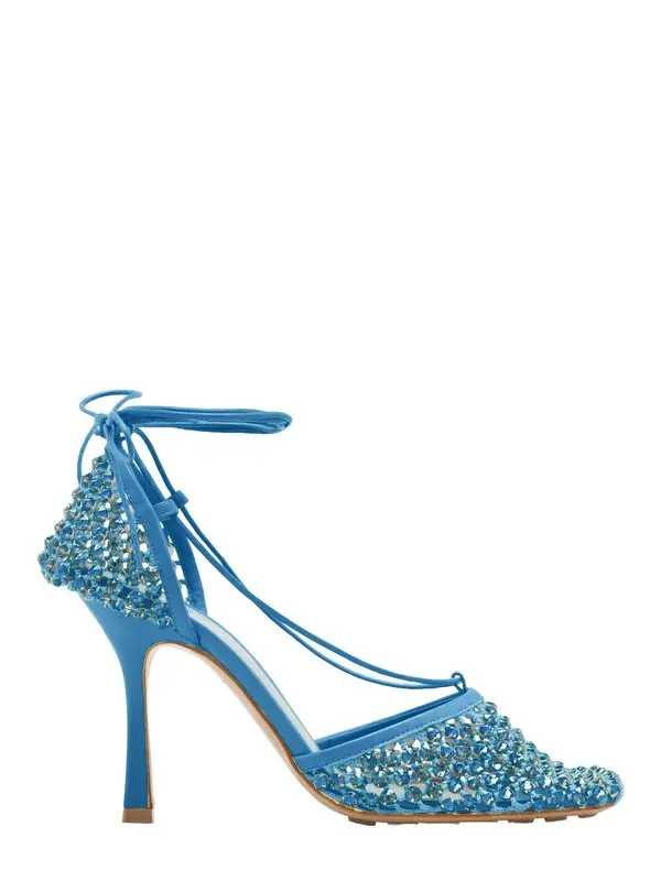 Bottega Veneta Stretch Crystal Embellished Sandals - Blue