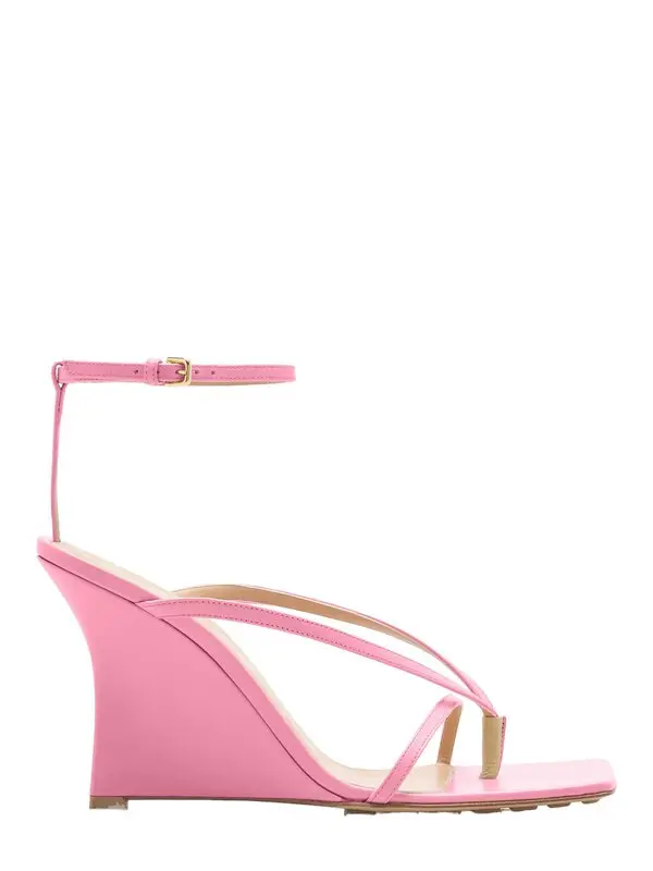 Bottega Veneta Lounge Leather Wedge Sandals - Pink
