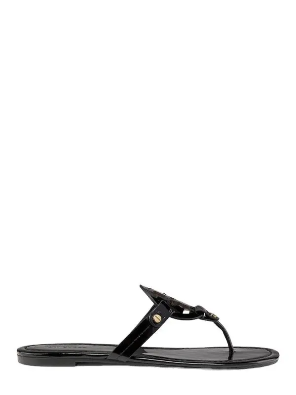 Tory Burch Miller Patent Leather Thong Sandals - Black