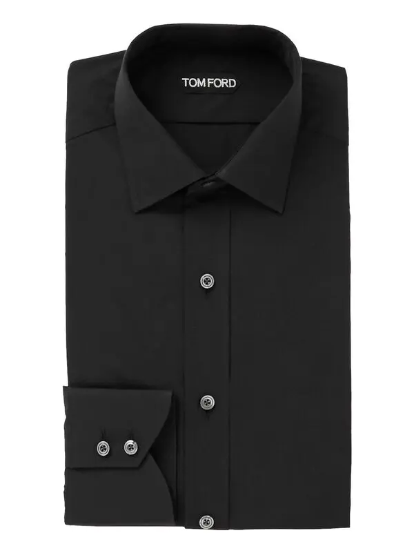TOM FORD Slim-fit Cotton-poplin Shirt - Black