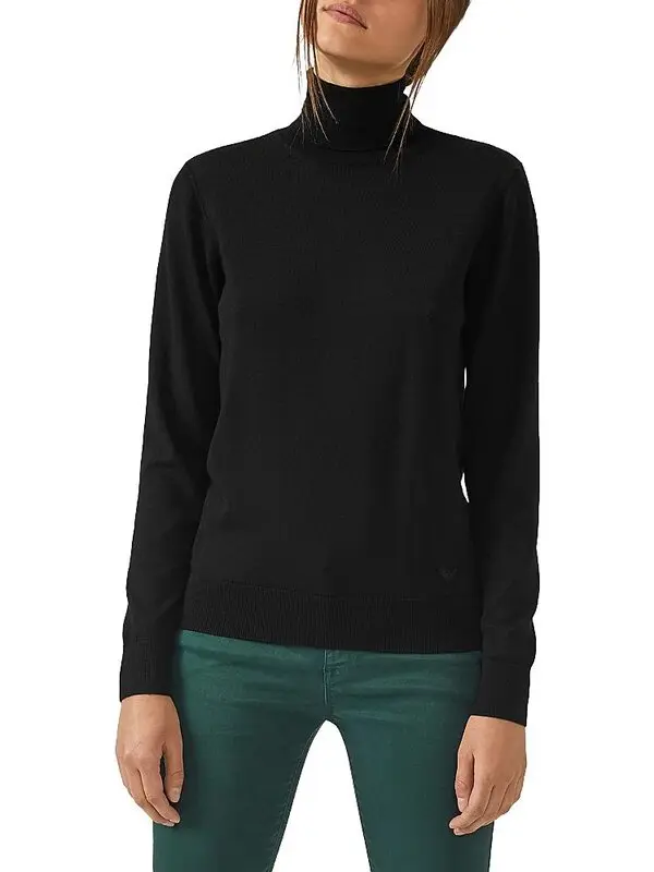 Emporio Armani Merino Wool Turtleneck Sweater - Solid Black