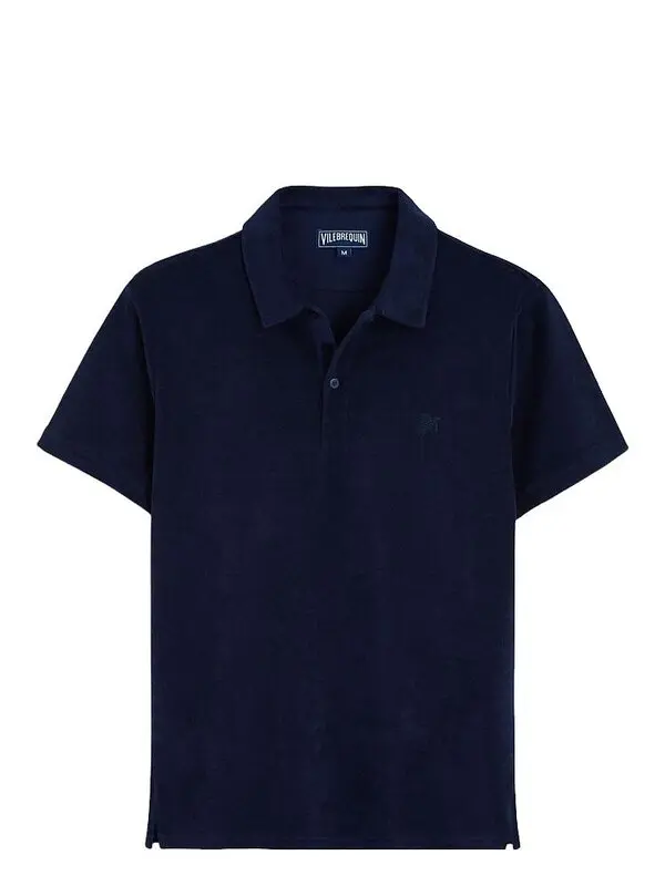 Vilebrequin Organic Cotton Terry Logo Embroidered Regular Fit Polo Shirt - Navy